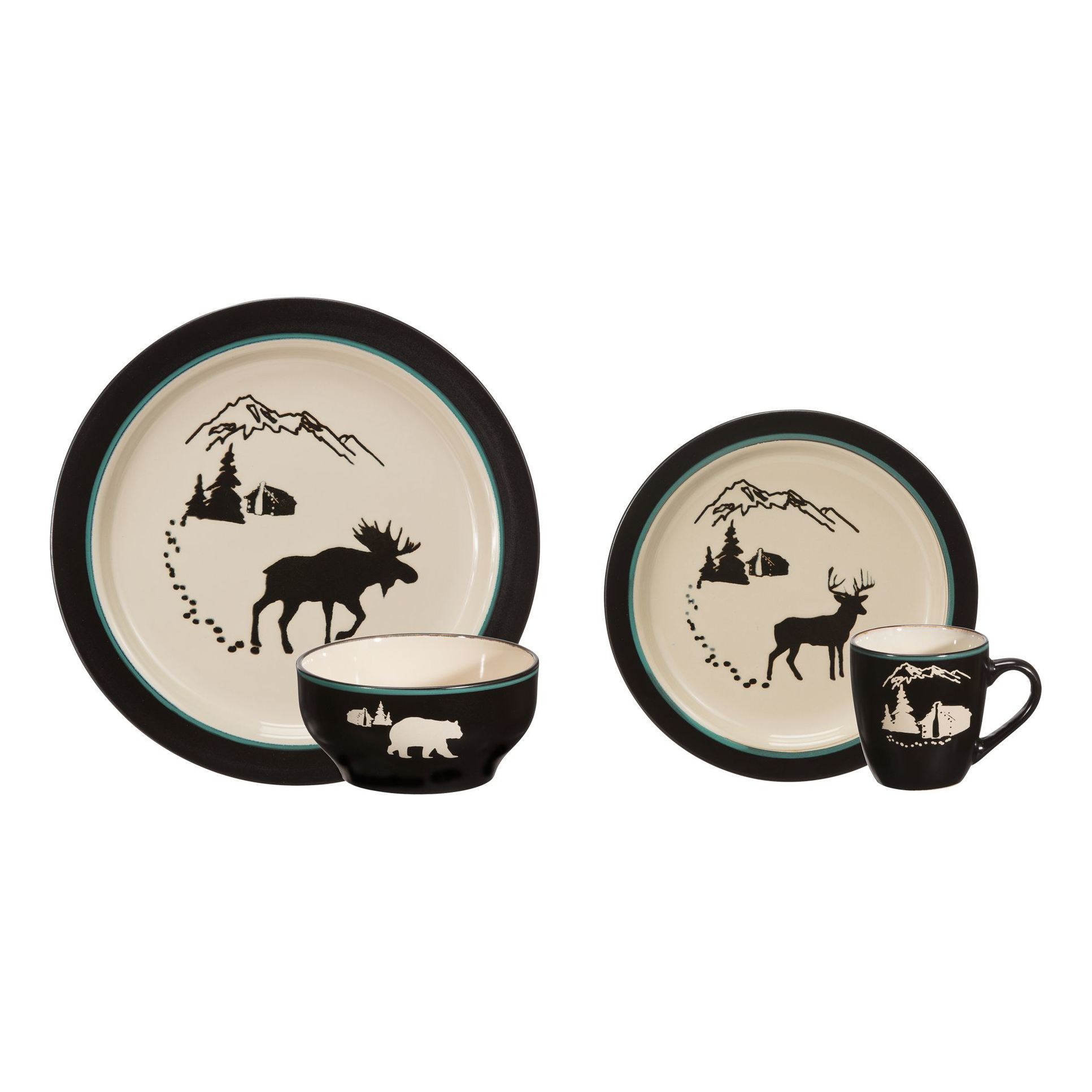 White River Home Timberline Cabin 16-Piece Dinnerware Set | BoondockGear.com